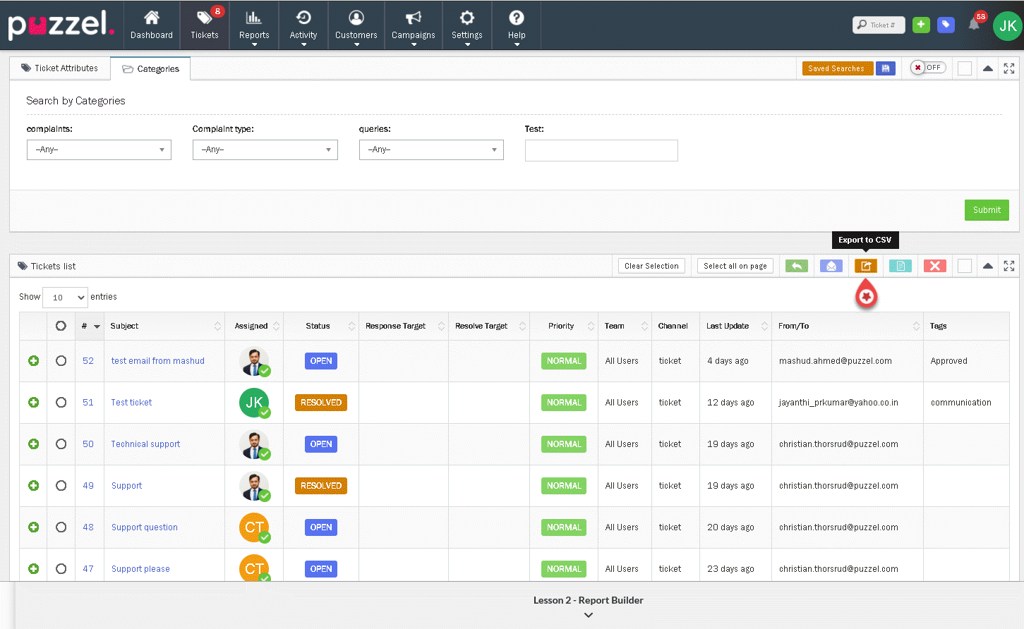 Csv Ticket Export Puzzel Help Centre 9348